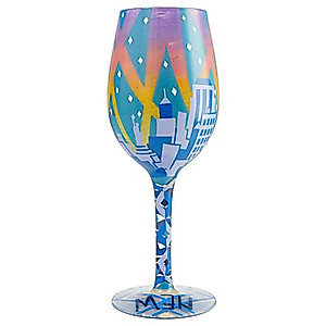 Enesco Designs by Lolita New York Nights Hand-Painted Artisan Wine Glass, 1 Count (Pack of 1), Multicolor