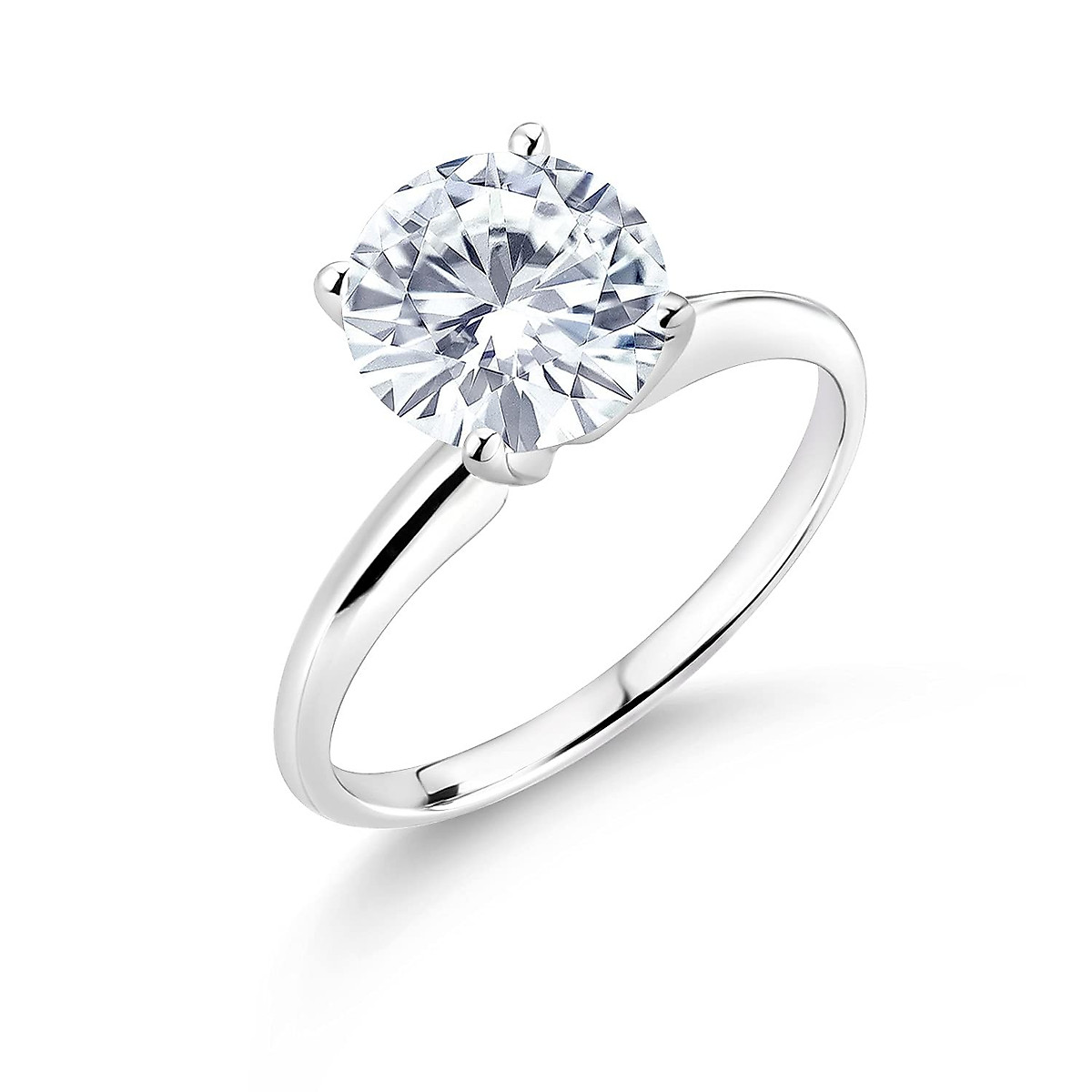 14K White Gold Forever Brilliant Moissanite from Charles & Colvard Solitaire Engagement Ring For Women (1.90 Cttw, Round 8MM, Available in size 5, 6, 7, 8, 9)