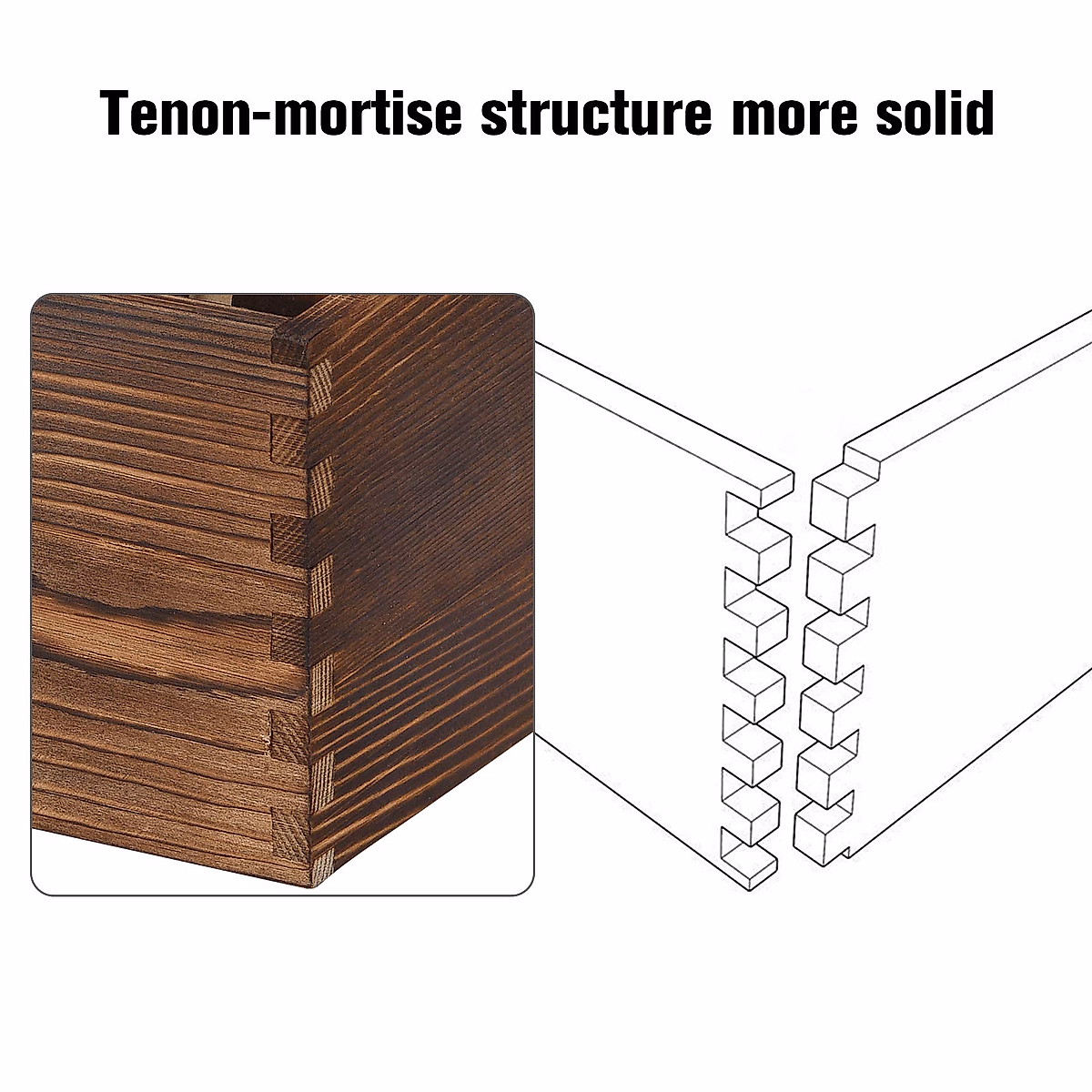 ALL Music-box Wooden Silverware Caddy, Kitchen Utensil Holder with 4 Adjustable Compartments, Silverware Storage Kitchen Flatware Caddy