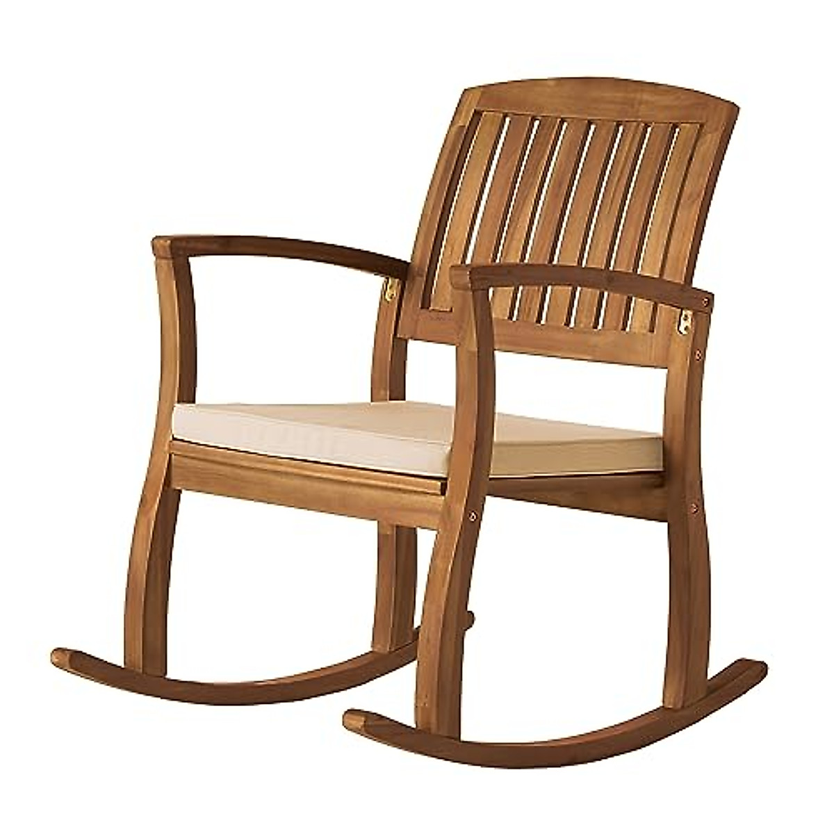 Christopher Knight Home Selma Acacia Rocking Chairs with Cushions, 2-Pcs Set, Teak Finish