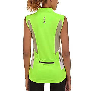 Little Donkey Andy Women's Bike Vests Sleeveless Cycling Jerseys Shirts Breathable 4 Rear Pockets Fluorescent Yellow M