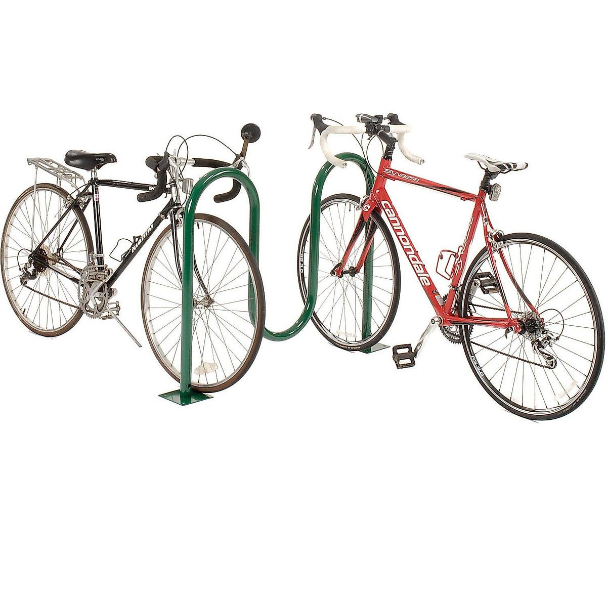 Global Industrial 41"L Wave Bike Rack, Green, Flange Mount, 5-Bike Capacity