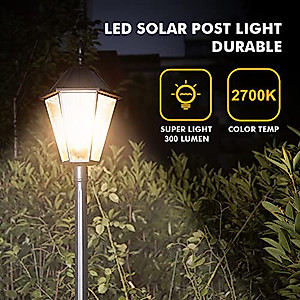 LUTEC London 12513LE4-SL LED Post Solar Light Outdoor Vintage Street Lights for Lawn Patio Yard Pathway Garden