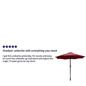 Flash Furniture Kona Red 9 FT Round Umbrella with 1.5" Diameter Aluminum Pole with Crank and Tilt Function