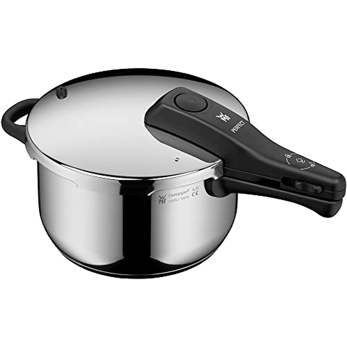 WMF Perfect Pressure Cooker Induction 4.5 L, Pressure Cooker, Large Cooking Signal, 2 Cooking Levels, Removable Lid Handle, Cromargan Stainless Steel