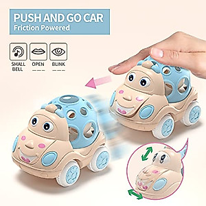 BeAndge Baby Car Toys, Babies Toy Cars for Baby Boy, Girl Rattle & Roll Truck for Infant Boys Toddler Girls, Push and Go Trucks for 1 2 Year Old, Preschool Learning Gift for Toddlers Infants 18 Months