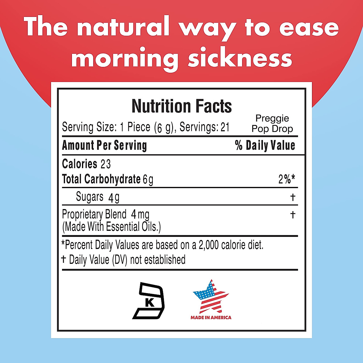 Preggie Pop Drops - 21 Drops - Morning Sickness Relief during pregnancy - Safe for pregnant Mom & Baby - Gluten Free - Four Flavors: Lemon, Raspberry, Green Apple, Tangerine