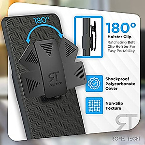 Rome Tech Holster Case with Belt Clip for Google Pixel 6 - Slim Heavy Duty Shell Holster Combo - Rugged Phone Cover with Kickstand Compatible with Google Pixel 6 - Black