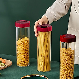 Returns Pallets for Sale Clearance - Spaghetti Pasta Storage Container with Lid Tall Clear Airtight Food Storage Jar with Cover Kitchen Pantry Storage Container for Flour Cereals Coffee Beans