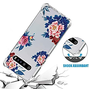 Tothedu Phone Case for LG V60 ThinQ 5G Case/LG V60/LM-V600 Case for Girls, Clear Slim Shockproof Pattern Soft Flexible TPU Back Phone Protective Cover Cases for LG V60 ThinQ (Blue Flower)