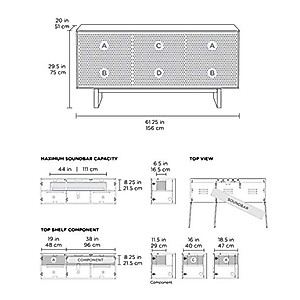BDI Octave 8377 Triple-Width Media Cabinet, Drift Oak with Grey Flat Doors
