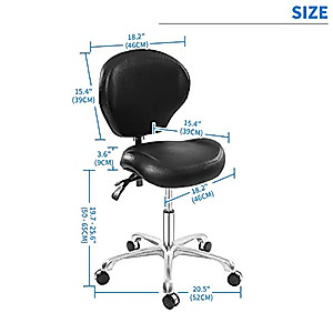 AJORAH Rolling Chair Stool with Backrest and Wheels,Adjustable Stool for Studios, Dental, Shop,Offices, Salons and Counters