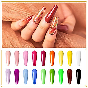 NAUXIU 18 Colors Acrylic Powder, Acrylic Nail Powder Set with 15 Pcs Nail Brushes for Nail Acrylic Powder DIY Valentines Day Christmas Gifts for Women and Girls