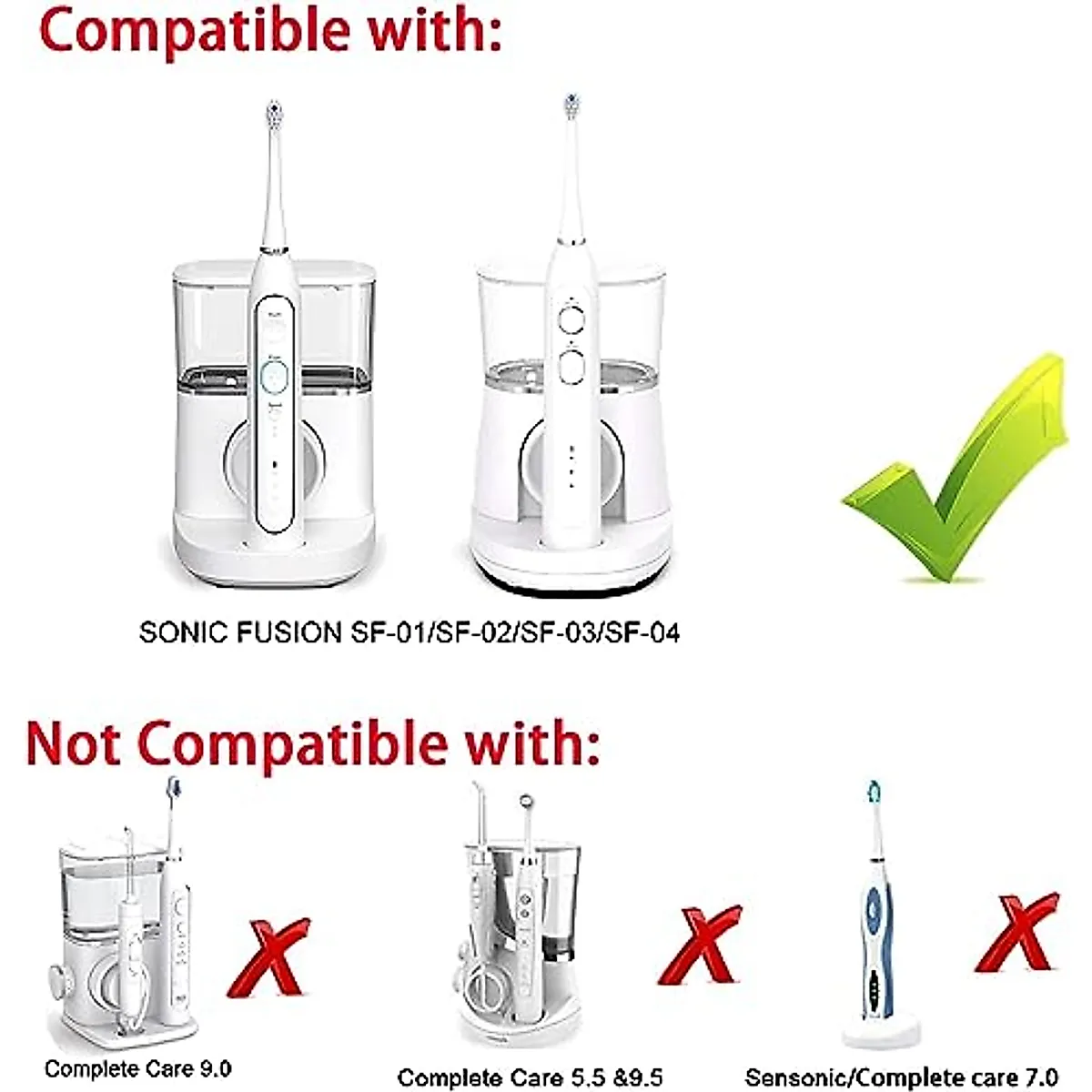 Replacement Flossing Toothbrush Heads(6-pc) Fit for Waterpik Sonic Fusion 2.0 SF-01, SF-02, SF03 & SF-04 Tooth Brush Refill Pisoniclea(SF-Black)