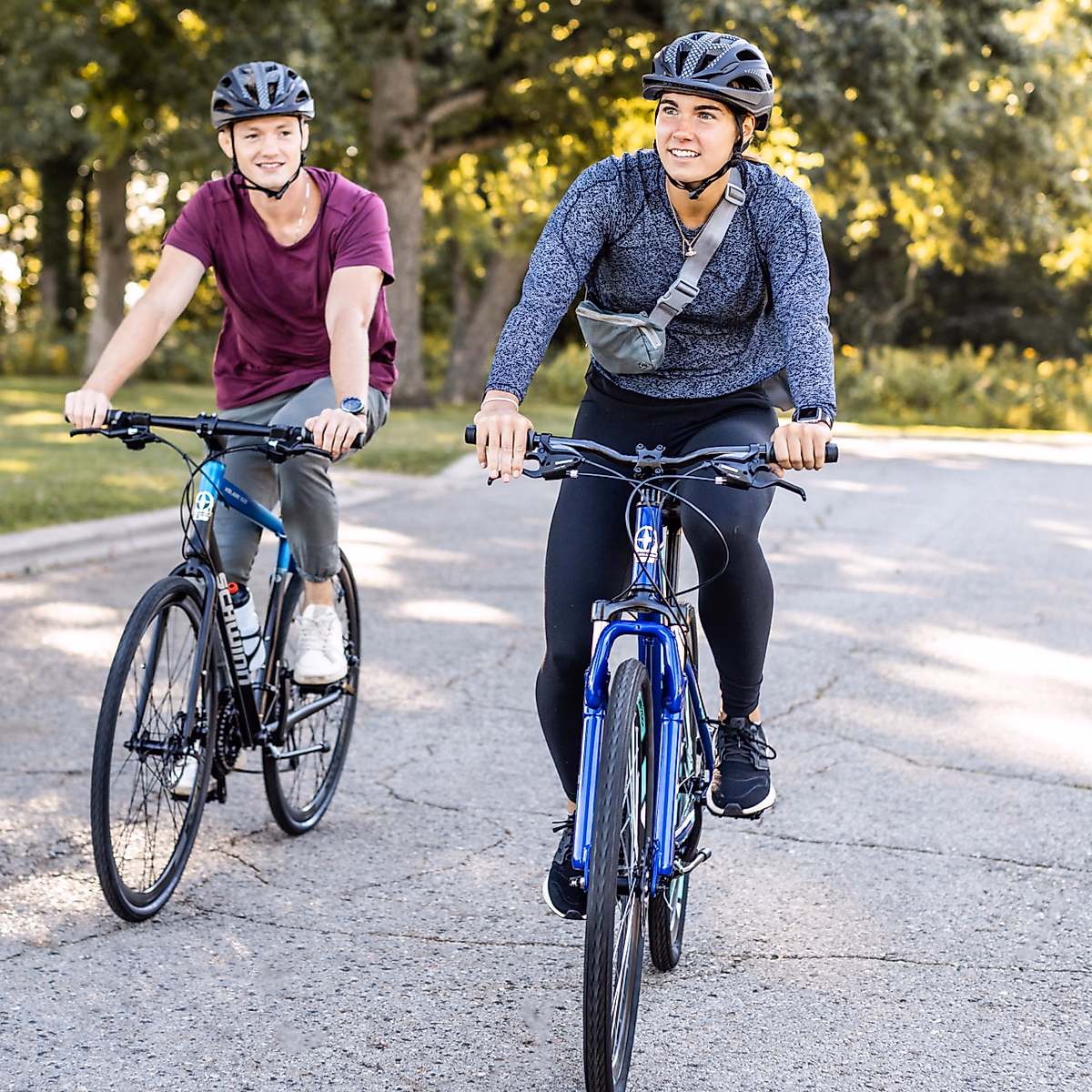 Schwinn GTX 1.0 Comfort Adult Hybrid Bike for Men and Women, Dual Sport Bicycle, 700c Wheels, 17.5-Inch Step-Through Aluminum Frame, 21-Speed Twist Shifters, Alloy Linear Pull Brake, Black