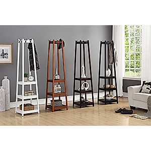 Roundhill Furniture Vassen Coat Rack with 3-Tier Storage Shelves, Espresso Finish
