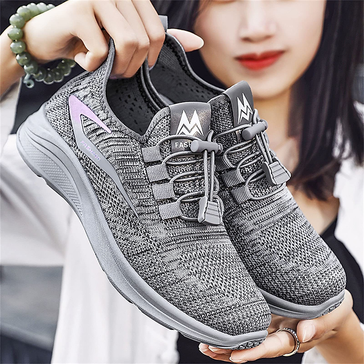 MLAGJSS Womens Slip On Running Shoes Non Slip Walking Shoes Lightweight Gym Sneakers Girls Sneakers