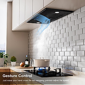 HisoHu Insert Range Hood 30 Inch / 36 Inch, 900 CFM with Ducted Convertible Ductless(Kit Included), Stainless Stee Kitchen Vent Hood with 4 Speed Exhaust(30'', Black)