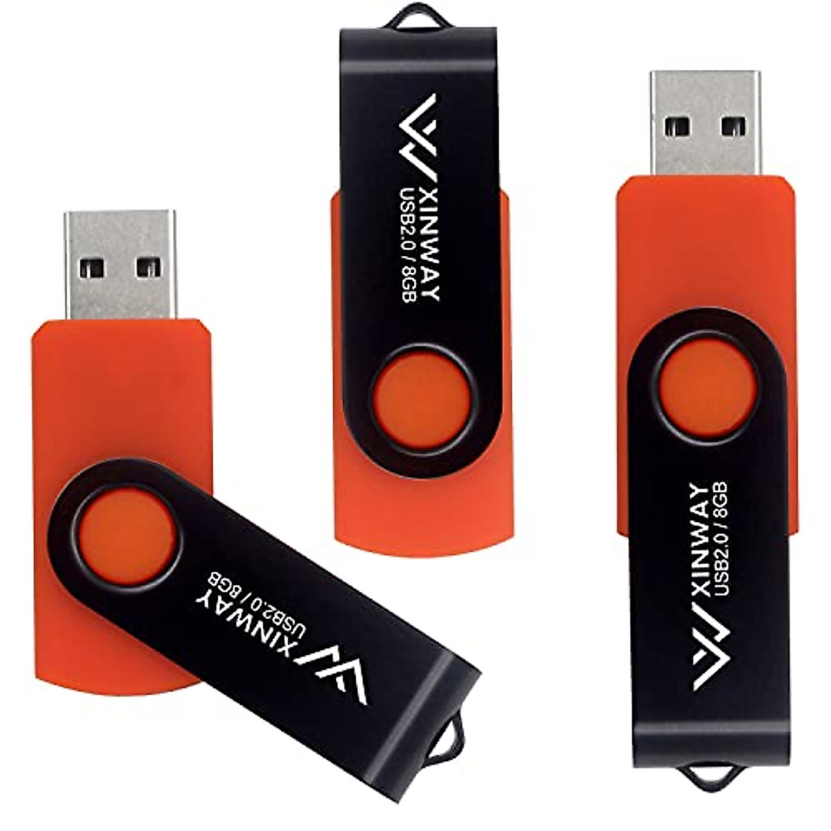 XINWAY 8GB USB 2.0 Flash Drives Thumb Drive Memory Stick, (5 Pack 8GB Five Colors: Black White Blue Green Orange)