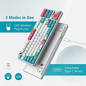 Womier M87 TKL Mechanical Keyboard, Hot Swappable Wireless Gaming Keyboard 87 Keys, RGB Backlit Custom Keyboard Onboard Memory for Windows Mac PC Gamer (Coral Sea, Gateron Red Switch)