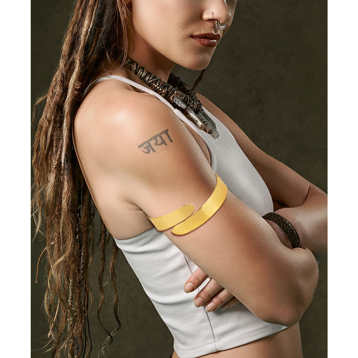 BOMAIL 6 Pieces Arm Cuff Upper Arm Band Cuff Bracelet Minimalist Simple Swirl Open Wide Wire Bracelets for Women Adjustable Arm Bangle Bracelets Set