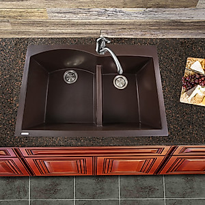 Plymouth 33" x 22" Double Bowl Dual Mount Granite Composite Kitchen Sink Finish: Brown