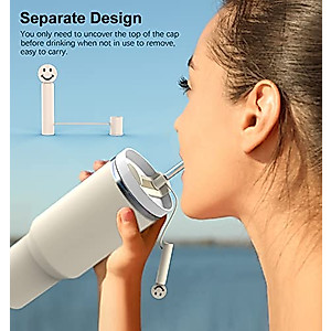 Aiscool 6Pcs Straw Covers Compatible with Stanley 30 & 40 Oz Tumbler with Handle Cream, 0.39in/10mm Straw Covers Cap, Soft Reusable Silicone Straw Protectors