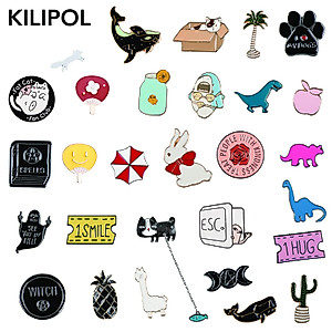 20 PCS Mixed Enamel Brooch Pins Bulk Set | Decoration Lapel Pin Clothes Accessories Birthday Christmas Festival Gift for Girls Women, No Repetition ( Random Style )