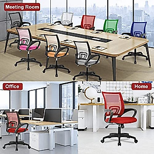 Ergonomic Office Desk Chair, Mid Back Thick Cushion Seat Computer Task Chair with Lumbar Support & Mesh Back, Swivel Rolling Adjustable Home Executive Gaming Chair for Home Office Reading Working