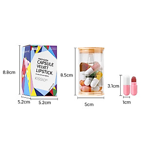 KISSIO Mini Lipstick Set,16PCS Matte Lipstick 16 Colors,Pill Lipstick,Velvety Waterproof Long Lasting Capsule lipstick,Matte Lipstick Set,Travel Friendly,Cruelty Free,2.4 oz