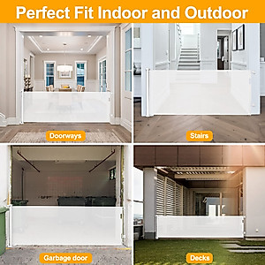 Mom's Choice Awards Winner - WOMHOM 100 Inch Extra Wide Retractable Baby Gates Extra Wide Baby gate for Large Opening Extra Long Dog Gates for The House Extra Large Pet Gate for Dogs Indoor Baby Fence