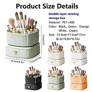 DASITON Stackable Makeup Organizer,Makeup Brush Holder With 360°Rotating Makeup Organizer Tray,Cosmetic Holder Shelf(Green)