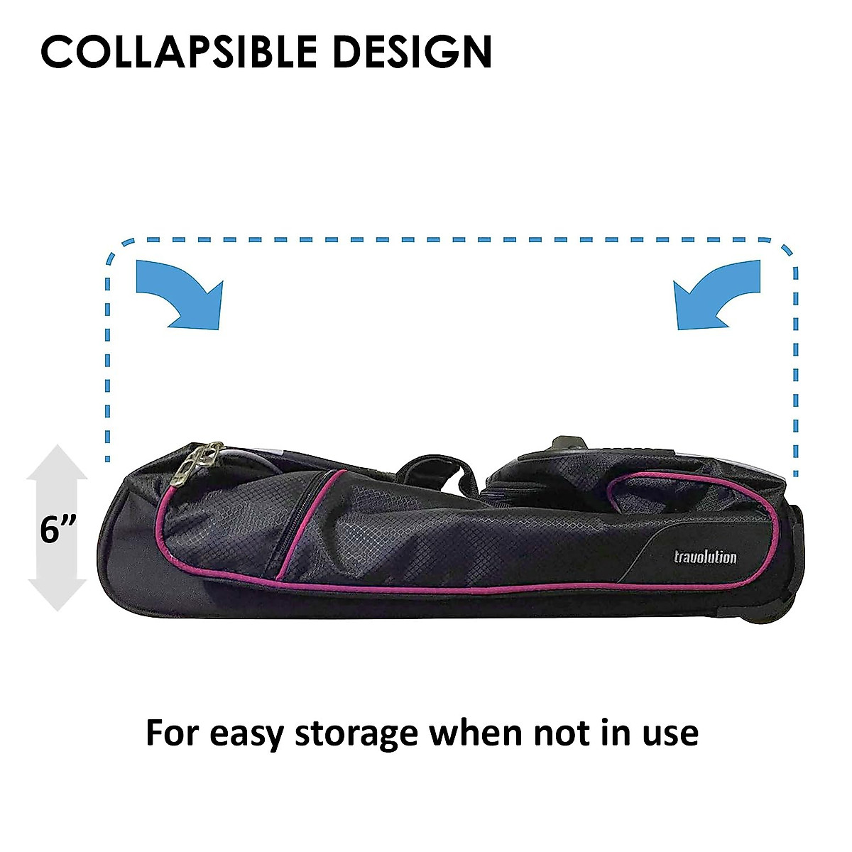 Travolution Dance Bag with Garment Rack, 24 Inch Rolling Duffel With Wheels, Ideal for Competitions & Travel, Easy-assembly Lightweight Aluminum Clothes Rack, Wheeled Upright Luggage, Black/Pink