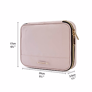 BAGSMART Electronic Organizer, Large Travel Cable Bag,Cord Organizer Bag,Electronics Accessories Cases for 7.9'' iPad Mini,iPhone,Cables,Chargers,USB,SD Card,Leather,Pink