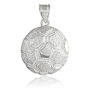 925 Sterling Silver Sports Charm Textured Soccer Ball Pendant