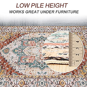Washable Area Rugs 5x7for Living Room Rugs Machine Washable Non Slip Low-Pile Carpet Distressed Printed Large Area Rug for Living Room Bedroom Indoor