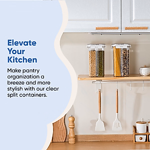 Chef's Path Customizable Airtight Pantry Storage Containers with Lids, 4 Adjustable Compartments - BPA-Free Kitchen Organizers and Storage for Cereal, Pasta, Grains, & More - 2-Pack, 2.4L Containers