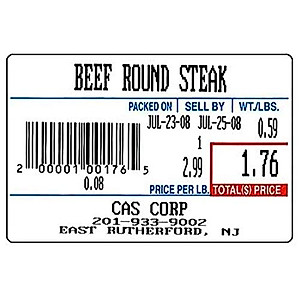 CAS LP-1000N Label Printing Scale Legal for Trade , 30 x 0.01 lb with a FREE 1 case CAS LST-8010 UPC Label, 58 x 40 mm
