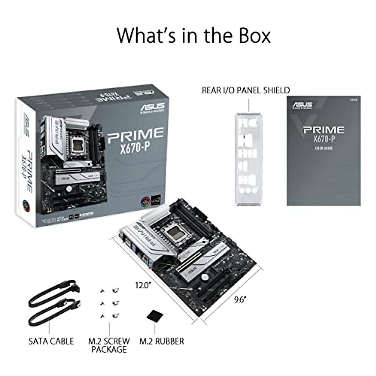 ASUS Prime X670-P Socket AM5 (LGA 1718) Ryzen 7000 ATX Motherboard(DDR5, 3xM.2 Slots, USB 3.2 Gen 2x2 Type-C®, USB4® Header, and 2.5Gb Ethernet)