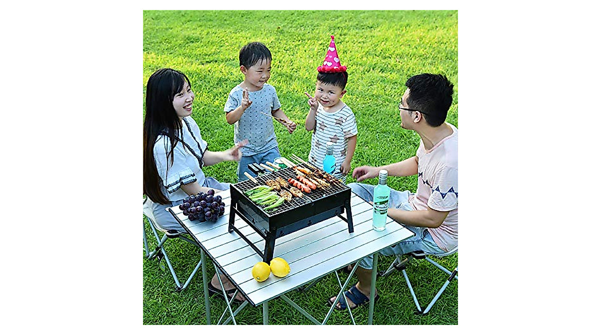 ITTA Portable Tabletop Notebook BBQ Grill, Outdoor Heavy-duty Folding ...