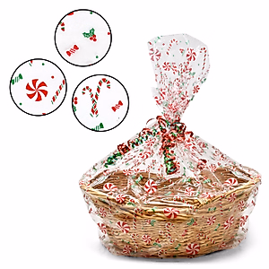 Gift Boutique Plastic Jumbo Christmas Cellophane Basket Bags with Twist Ties Pack of 24 Christmas Cookie Tray Cello Bags for Holiday Goody Party Favor Gift Wrapping Bags 24" x 30"