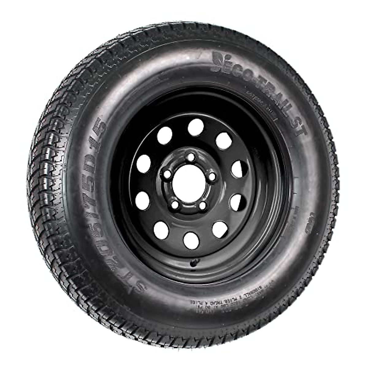 eCustomrim 2-Pack Trailer Tire On Black Wheel Modular Rim ST205/75D15 LRC 5 Lug On 4.5 15 x 5-2 Year Warranty w/Free Roadside