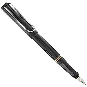 Lamy Safari Fountain Pen (19F) Black + 5 Black Ink Cartridges, (Model: L19BKF)