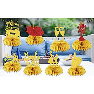 8 PCS Engagement HoneyComb Centerpiece, Bachel*rette Party Decorations Honeycomb Centerpieces, Bridal Shower Engagement Party Decorations Sign