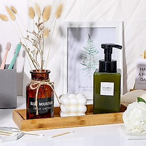 Bamboo Tea Serving Tray 3 Pcs Decorative Multi Use Bathroom Counter Tray with Edges Bamboo Vanity Tray for Dresser Counter Food Coffee Tea Snack Tissues Candles, 11 x 4 Inch