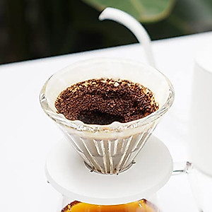 TIMEMORE Glass Coffee Dripper with Paper Filter Included, Pour Over Coffee Dripper with Base Stand, Pour Over Cone Coffee Maker, 1-2 Cups