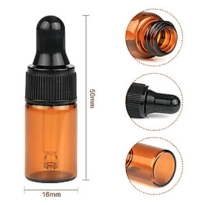 Amber Glass Dropper Bottles 30 Pcs Mini 1ml 2ml 3ml Essential Oils Dropper Bottles Refillable Perfume Fragrance Cosmetics Glass Dropper Pipette Bottles Vial Container (3ml)