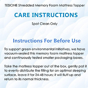 TESIONE Extra Thick Mattress Topper Queen Size, Pillow Top with Breathable Soft Shredded Memory Foam Filling Mattress Pad, Non-Slip Design, 4 Elastic Straps for Enhanced Comfort and Stability