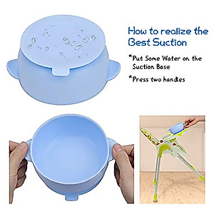 KingKam Baby Bowls and Spoons, Suction Bowls for Baby, Toddler Self-Feeding Set, Leak-Proof Silicone Bowls with Lid, Dishwasher & Microwave Safe