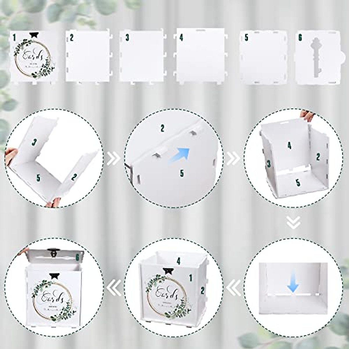 Wedding Card Box Elegant White Wooden Wedding Card Box with Lock for Wedding Reception Anniversary Graduation Birthday Parties Baby Shower Large Card Holder, 9.9 x 9.8 x 8.5 Inches